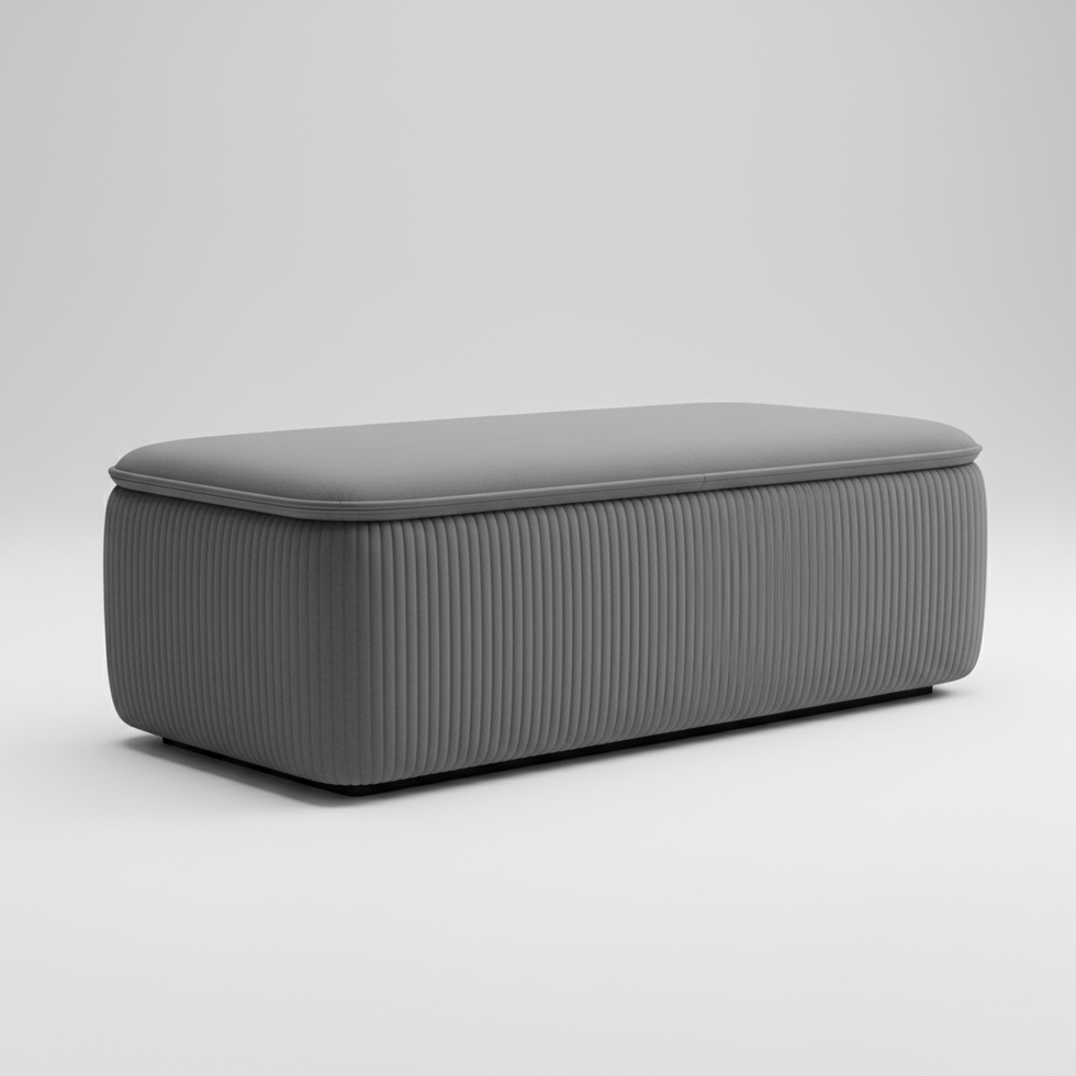 Modern Ribbed Grey Ottoman | Stylish Pouffe & Footrest – Lakdi.com ...