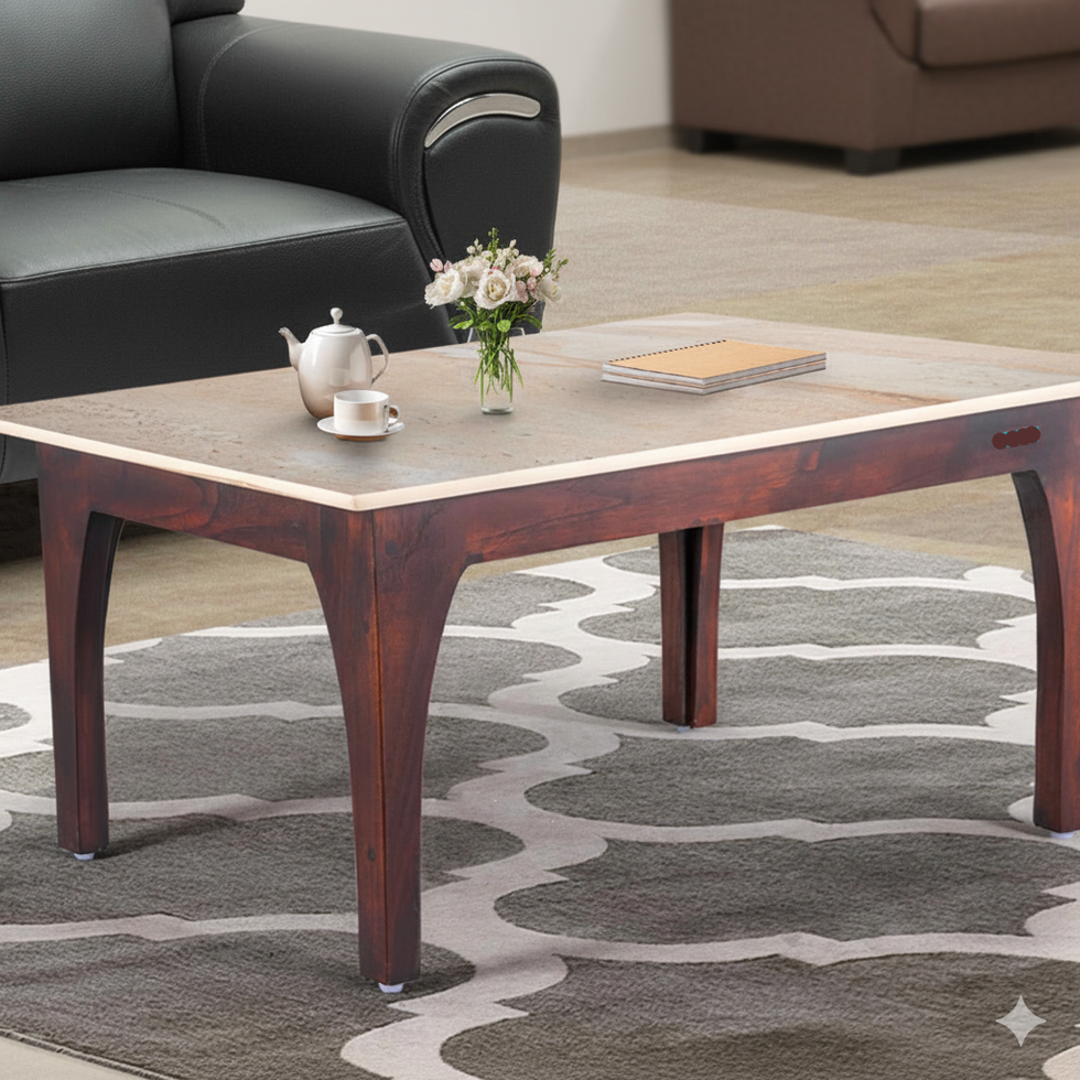 Center Table with Walnut Wood Texture and Modern Edges Adding a Premiu ...