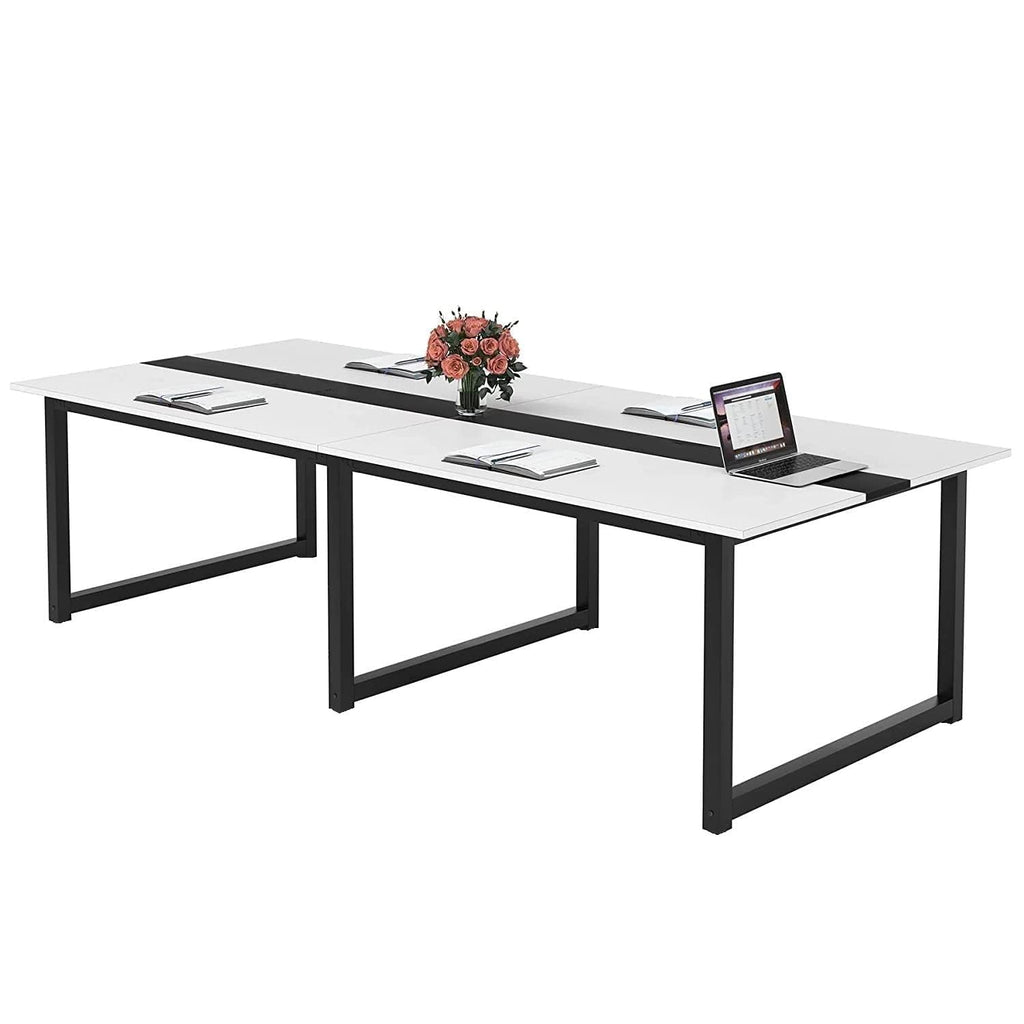 Conference & Meeting Room Table Finish in Balck & White with Metal Bas
