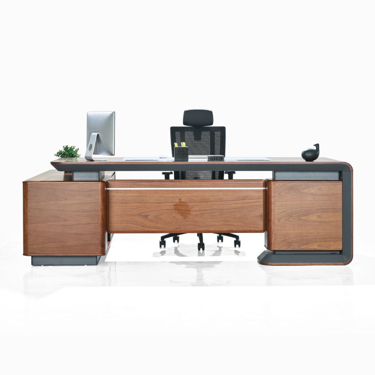 Director and Executive L Shape Office Table Made Teak Wood Structure w