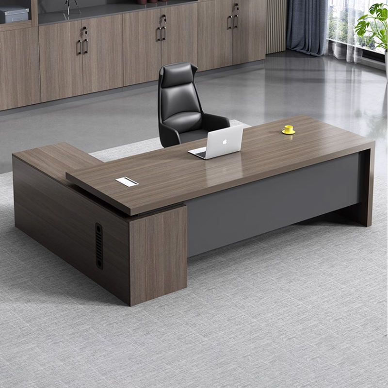 Modern Wooden Director Office Table with Storage Panel – Lakdi.com ...