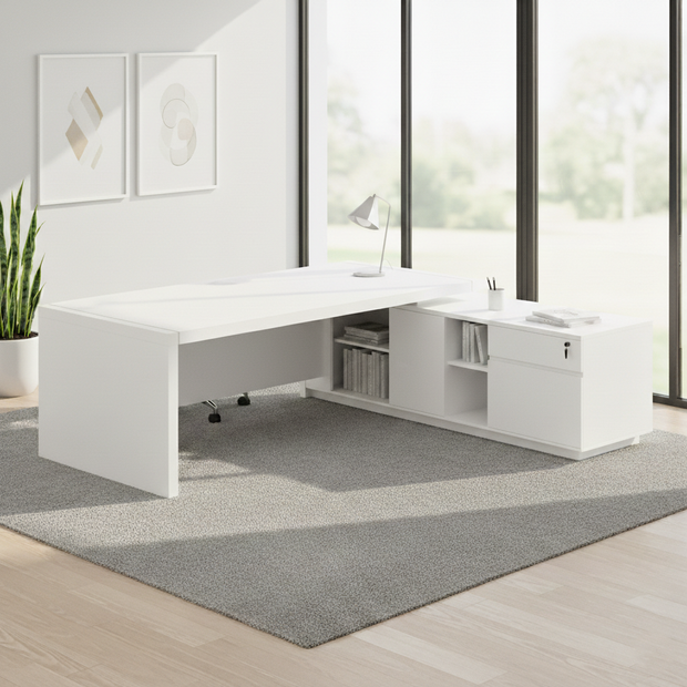 Modern White Director Office Table | Premium Executive Desk – Lakdi.com ...