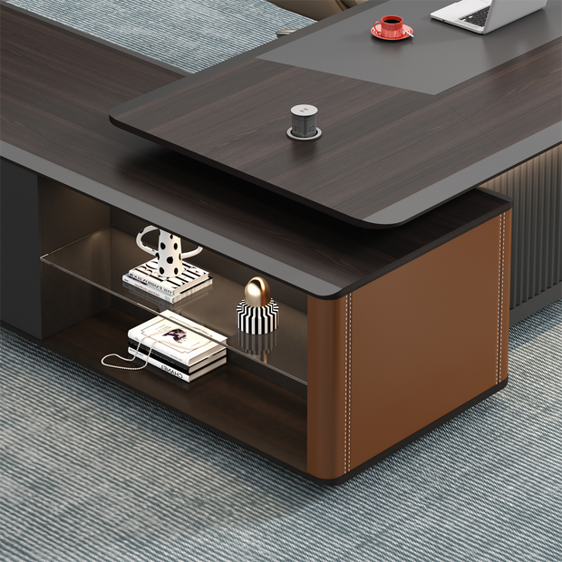 Luxury Executive Director Table with Storage & LED Design – Lakdi.com ...