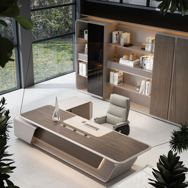 Luxury Modern Director Table with LED Accent & Storage Unit – Lakdi.com ...