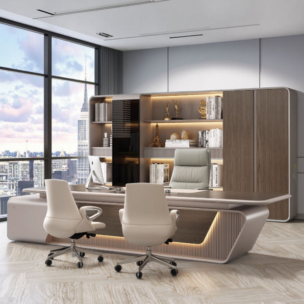 Luxury Modern Director Table with LED Accent & Storage Unit – Lakdi.com ...