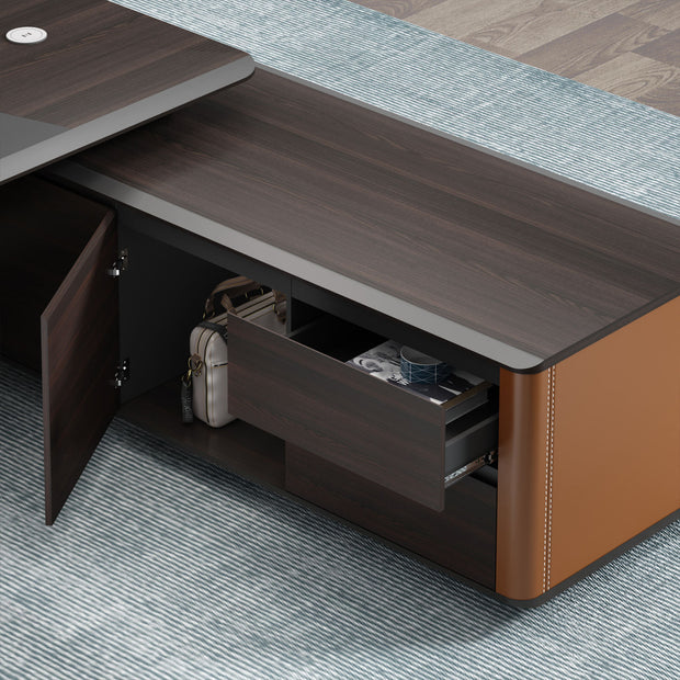 Luxury Modern Director Office Table with Storage & Panel Unit – Lakdi ...