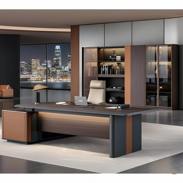 Luxury Modern Director Office Table with Storage & Panel Unit – Lakdi ...