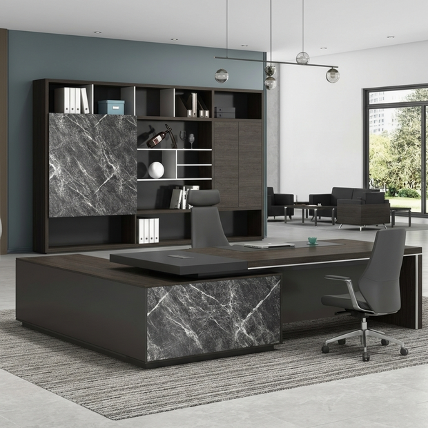 Luxury Marble Finish Director Table for CEO Office – Lakdi.com - Furniture & Interiors Co.