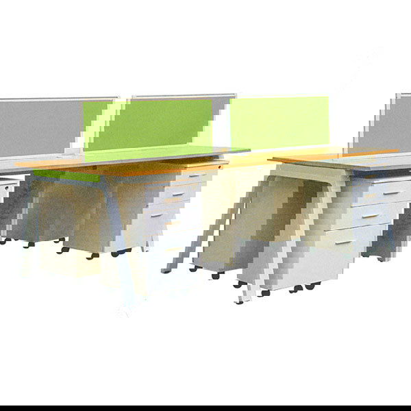 Linear Workstation Table with Aluminium based, Drawer Pedestal & Metal