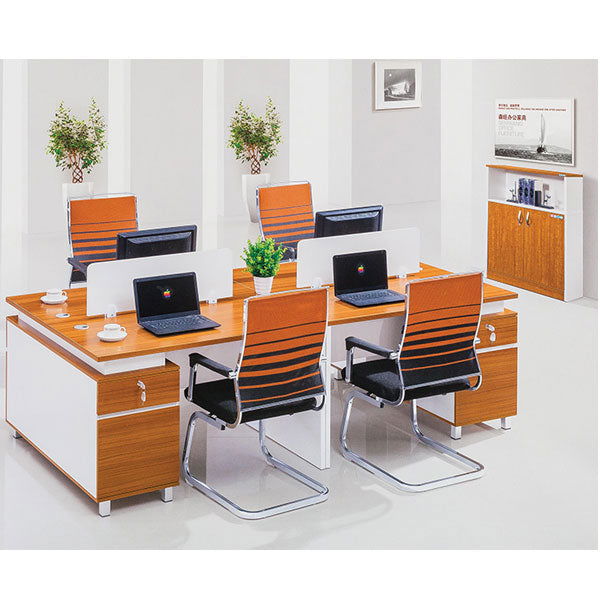 Linear Workstation Table with Acrylic based, Drawer Pedestal & Metal L