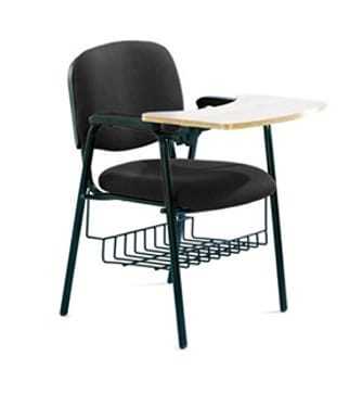 Modern Study Chair in Metal Legs with Wooden Writing Pad