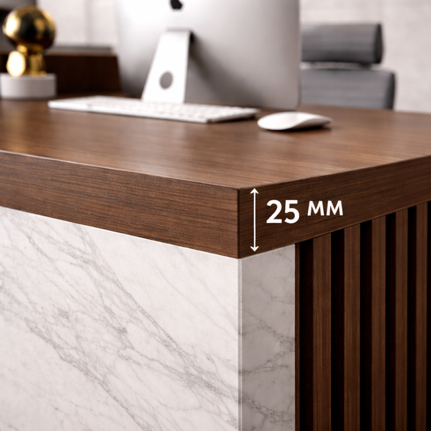 Luxury Marble Reception Table with Wooden Accents – Lakdi.com ...