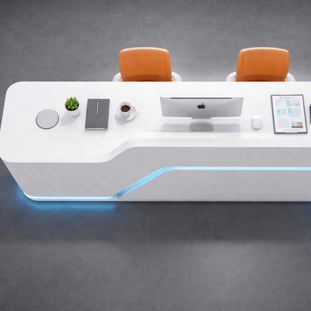 Futuristic White LED Office Reception Table Design – Lakdi.com ...