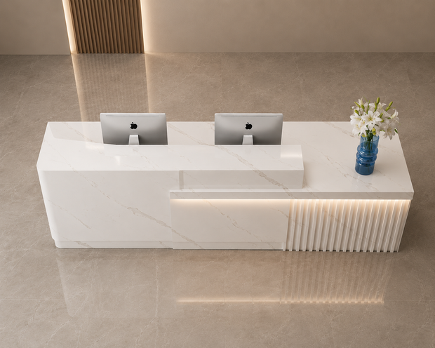 Premium White Reception Desk for Clinic, Salon and Modern Offices ...