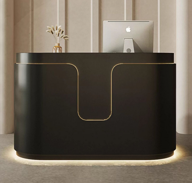 Luxury Curved Reception Desk with LED for Office and Salon – Lakdi.com ...