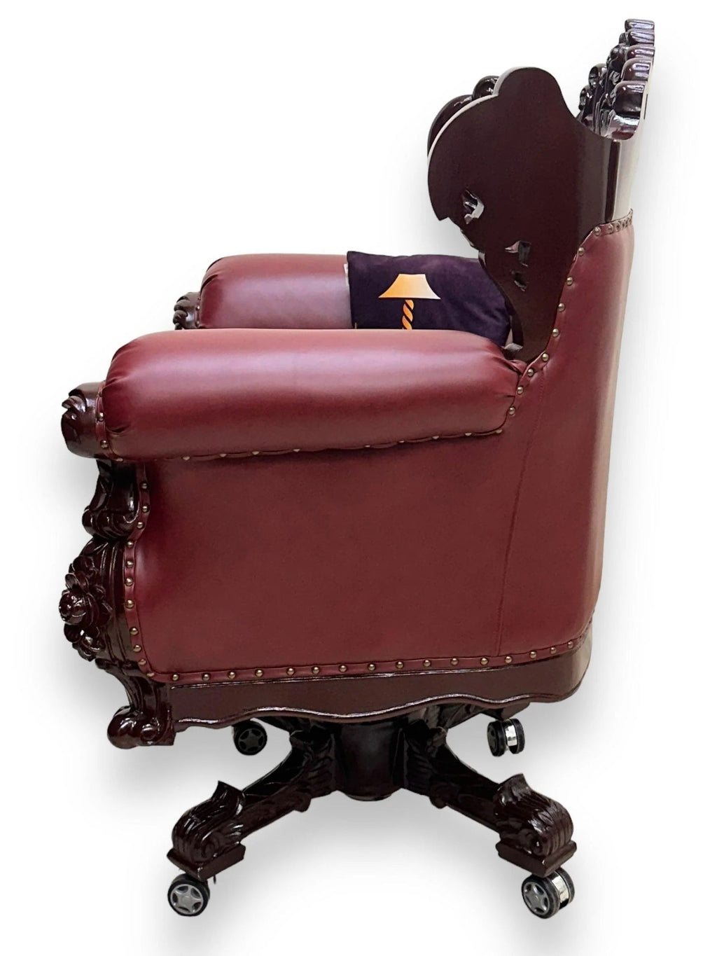 Royal Twist Design Hand Carved Teak Wood Adjustable Height 360D Swivel