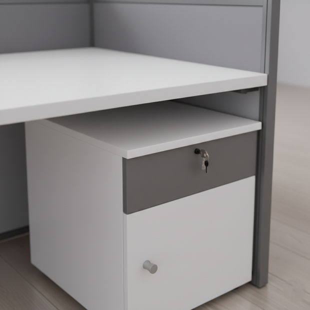 Modern Office Workstation Desk with Storage & Privacy Panel – Lakdi.com ...